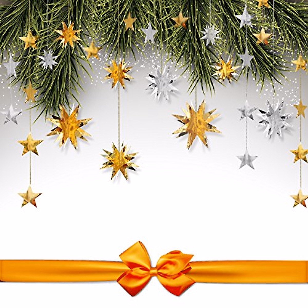 pinkblume Gold Party Decorations Star Garlands Streamer Gold 3D Stars Metallic Paper Hanging Bunting Banner for Birthday Wedding Baby Bridal Shower Holiday Christmas Ramadan EID Mubarak Party Supplies