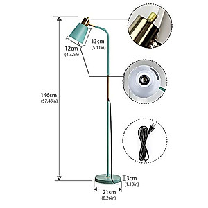 Floor Lamp, Industrial Floor Lamps for Living Rooms Rustic Farmhouse Reading Standing Floor Lamp Adjustable Metal Heads Indoor Task Lighting for Living Room Bedroom Office Home Décor (Green)