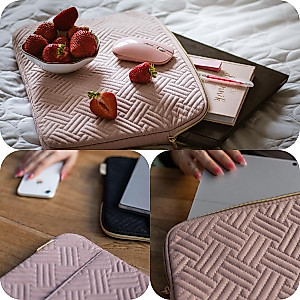 Laptop Sleeve,BAGSMART Laptop Case Cover Compatible with 13-13.3 inch Notebook,MacBook Air,MacBook Pro 14 Inch,Computer,Water Repellent Protective Case with Pocket,Pink