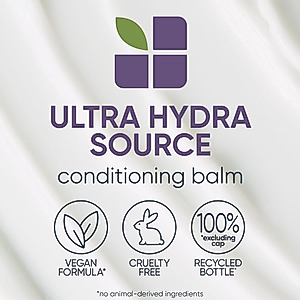 Biolage Ultra Hydra Source Conditioning Balm | Deep Hydrating Conditioner | Renews Hair's Moisture | For Very Dry Hair | Silicone-Free | Vegan | Salon Conditioner | 13.5 Fl. Oz