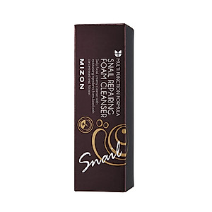 MIZON Snail Repairing Foam Cleanser, Korean Snail Face Wash, Mild and Soft Face Cleanser for Pores and Blackheads, Moisturizing Formula with Snail Filtrate and Soft Bubbles 2.02 fl oz.