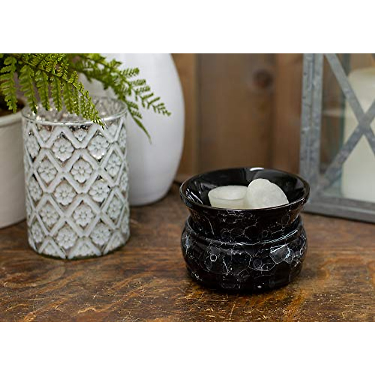Original Candle Warmer - Black Marble Electric Candle and Tart Burner, 2 Piece