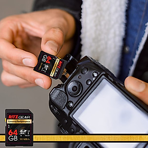 Ritz Gear 64GB High-Speed SDXC UHS-I SD Card, C10, U3, V30, Full-HD & 4K Memory Card