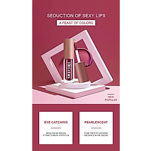 4 Colors Glitter Lipsticks Diamond Shimmer Metallic Lip Stick Set Kit Long Lasting, Purple Red Matte to Glitter Sparkle Sparkly Glossy Liquid Lipstick Lip Gloss Set for Women Lips Make up