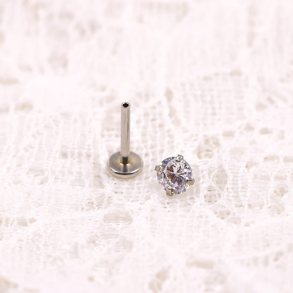 CHARMONLINE Top Push in Threadless 316L Surgical Steel Flat Back Stud for Nose Heart CZ Lip Stud Bone Studs Nose Piercing Jewelry for Women Men…