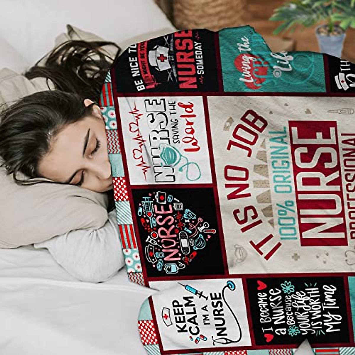 Nurse Gifts for Women, Nurse Practitioner Gifts for Women, RN Gifts for Nurses, Nurse Appreciation Gifts, Nursing Student Gifts, Nurses Week Gifts, Nurse Graduation Gift Throw Blanket 60 x 50 Inch