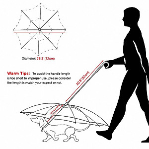 OMEM Portable Modular Dog Umbrella with Leash Pet Outdoor Rainproof Supplies, Diameter 28.3"