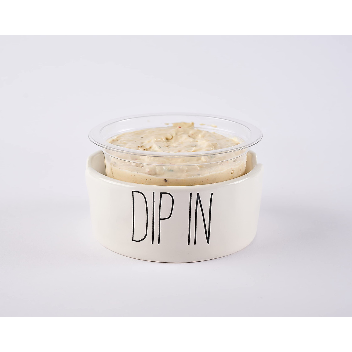 Mud Pie Store Bought Container Dish, White, dip 2" x 4 1/4" dia | spreader 6"