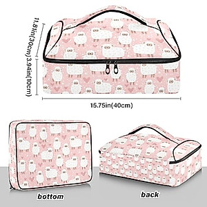 Kcldeci Insulated Thermal Food Carrier Insulated Casserole Carrier for Hot or Cold Food,Cute Sheep Heart Insulated Tote Bag for Potluck Cookouts Parties Picnic,Lasagna Lugger