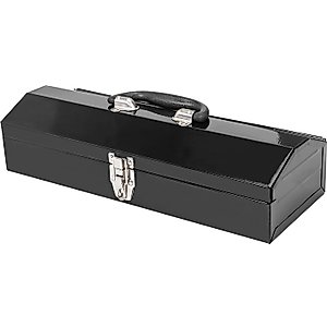 Torin ATB102B 16" Hip Roof Style Portable Steel Tool Box with Metal Latch Closure, Black