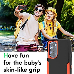 Vinve Case for Moto Edge Plus 2022 Case, [Military Grade Drop Protection] Shockproof Hybrid Rugged Bumper Protective Case for Motorola Edge+ (2022) （Black-Orange）