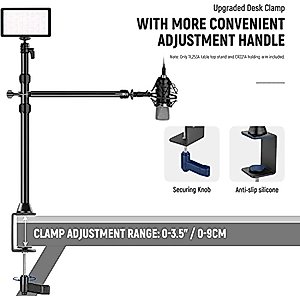 NEEWER Tabletop Camera Mount Stand with Flexible Arm, Overhead Height Adjustable Light Stand Mount with Table Mounting Clamp, Swiveling Ball Head for DSLR Camera, Phone, LED Light, Webcam and More