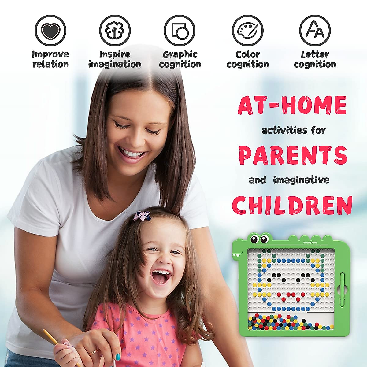 Magnetic Drawing Board for Toddlers & Kids, Rylieditason Montessori Educational Preschool Toy, Large Doodle Board with Magnetic Pen and Beads, Travel Toys for 3 4 5 6 Year Old Boys Girls (Green)