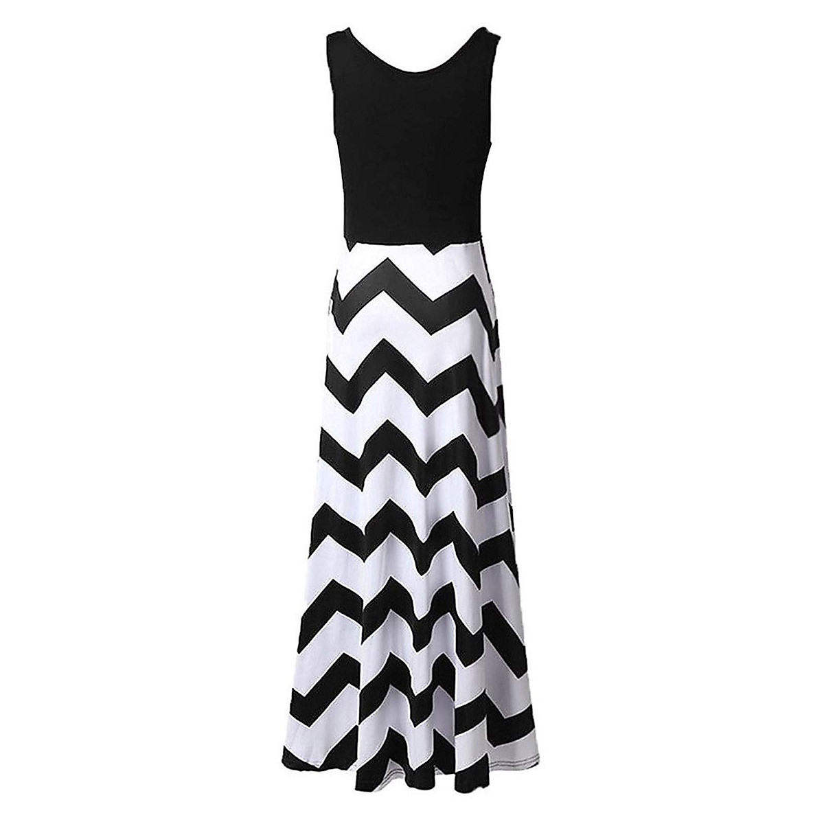 Padaleks Women’s Casual Summer Maxi Dress Loose Sleeveless Boho Beach Sundresses Striped Patchwork Long Dresses