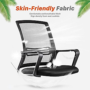 Office Chair - Mid Back Home Office Desk Chairs, Adjustable Height, Breathable Mesh