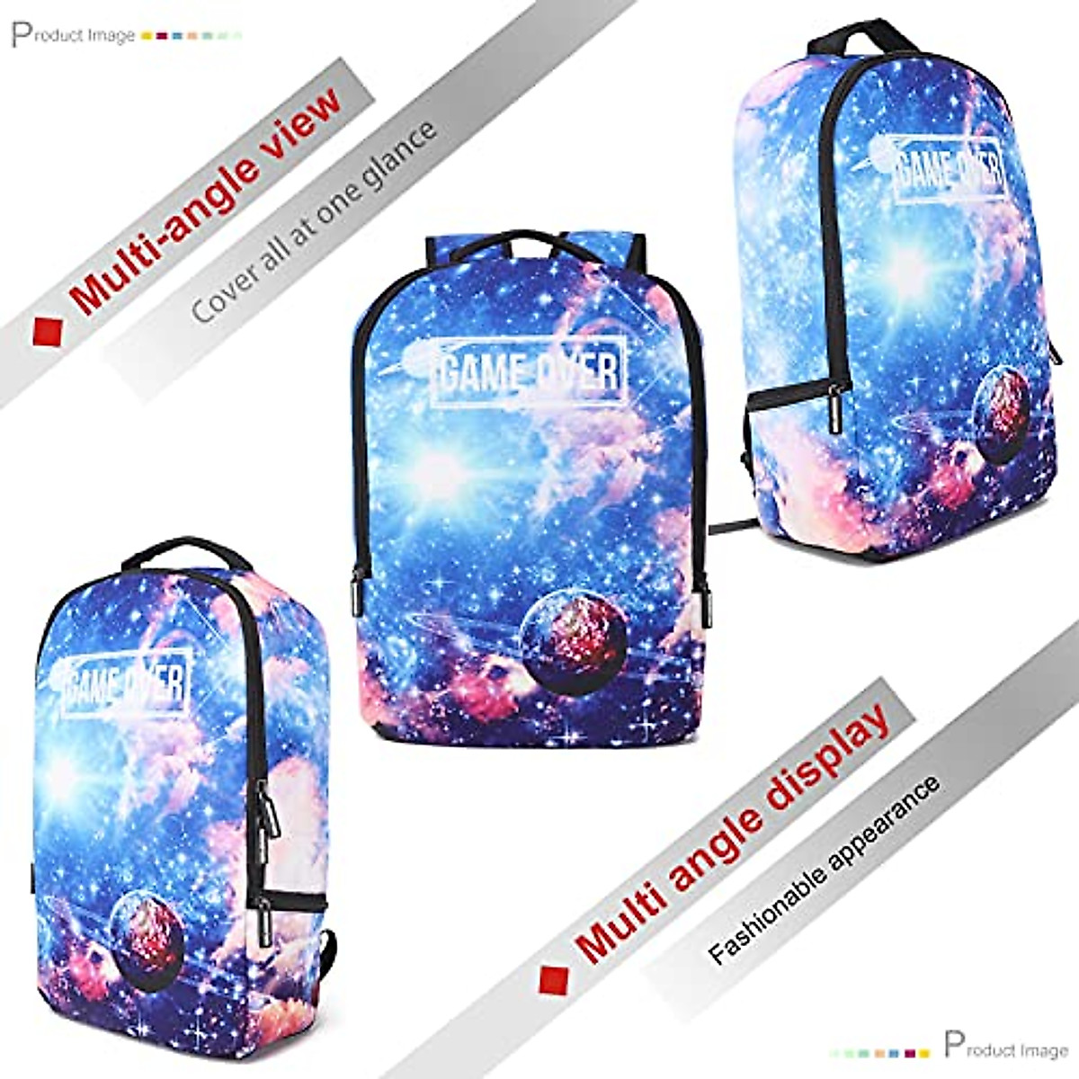 wscszs School Backpack Teenager Middle Book Bag for Boys and Girls (Universe)