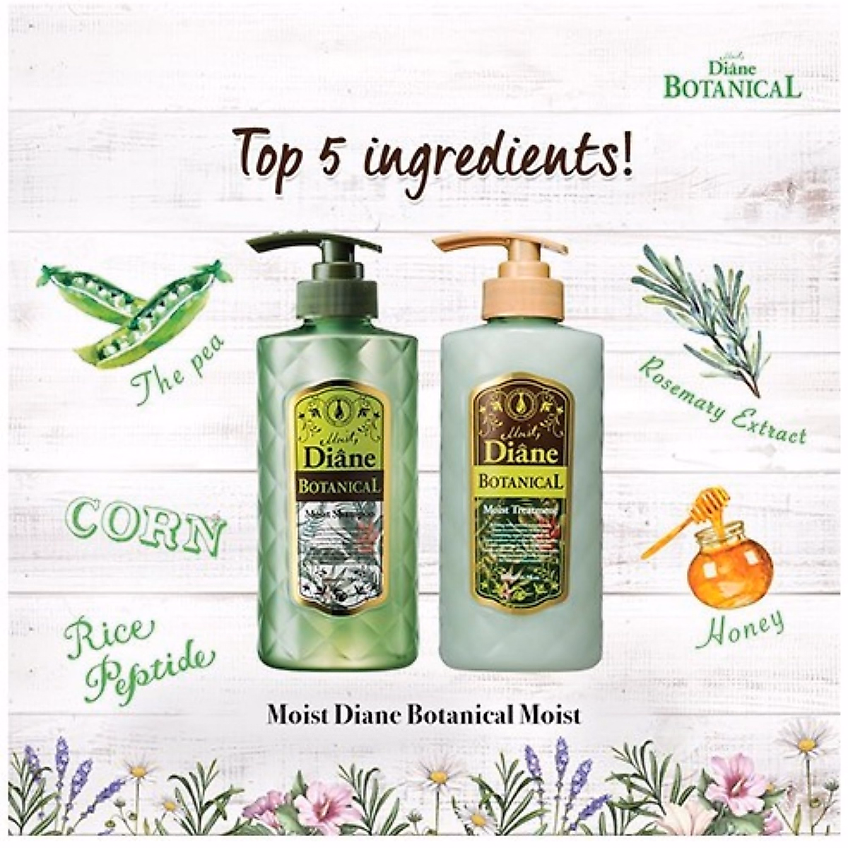 Moist Diane Natural & Organic Moisturizing Hair & Scalp Shampoo with Pump for Women & Men, Japanese Haircare Products for Dry, Damaged, Colored, Curly, Oily Hair, Botanical Moist 16.2 Fl Oz/480ml