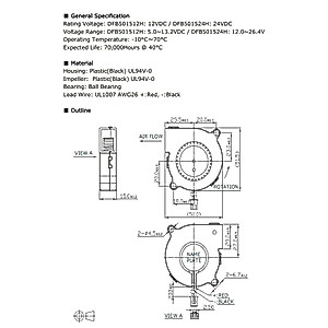 2 Packs 50x50x15mm 5015 DC Brushless Blower Cooling Dual Ball Bearing Fan for 3D Printer and Other Small Appliances Series Repair Replacement,2Pin 6000rpm,UL (24V Dual Ball Bearing)