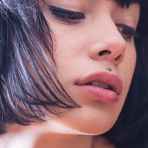 Jovivi 12pcs 16G Stainless Steel Created-Opal Monroe Labret Rings Lip Stud Tragus Cartilage Piercing Jewelry 8mm for Men Women