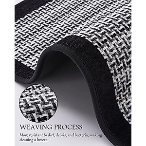 PADOOR Kitchen Rugs and Kitchen Mats Non Skid Washable - Non Slip Absorbent Kitchen Runner Rugs for Floor, Machine Washable Standing Mats for in Front of Sink,Laundry Room,Hallway(20"x70",Black)