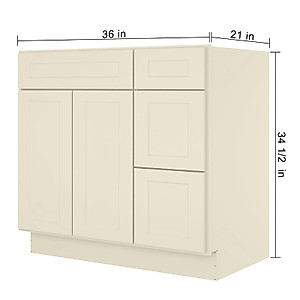 LOVMOR 36'' Bathroom Vanity Sink Base Cabinet with 2-Doors, Storage Cabinet with 3-Drawers on The Right, Suitable for Bathrooms, Kitchens, Laundry Rooms and Other Places.