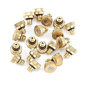 CozyCabin 20 Pcs Low Pressure Brass Misting Nozzles Misting Water Mister Nozzle for Garden, Patio, Greenhouse, Outdoor Cooling Mister System 0.016" Orifice (0.4mm) Thread UNC 10/24