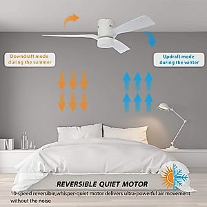 SMAAIR 52 Inch Smart Ceiling Fan with Lights and 10-speed DC Motor, Works with Remote Control/Alexa/Google Home/Siri Shortcut, Dimmable LED Light (White)