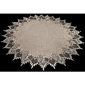 Linens, Art and Things Lace Doily Neutral Earth Tones Table Topper Scarf Place Mat Round Doily (23 Inch Round)