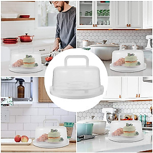 Portable Cake Keeper Cake Containers Carriers with Handle Cake Packaging Case Fresh Keeping Container with Lid Cake Cake Container Dome Cake Storage Box (White)