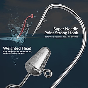 THKFISH 20Pcs Jig Head Bullet Bass Fishing Jig Head High Carbon Steel Offset Round Bend Fishing Hook for Bass Trout Freshwater Saltwater 20pcs #2/0-1/8oz(3g)