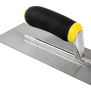 ZJNOTED plastering Trowel 12"X4" Carbon Steel Soft Handle plastering Trowel Normal Polish Plaster Finishing Trowel Carbon Steel Grip Handle