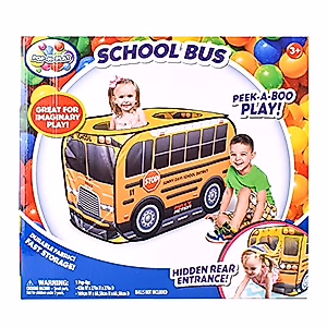 Sunny Days Entertainment Pop Up School Bus – Indoor Playhouse for Kids | Yellow Vehicle Toy Gift for Boys and Girls