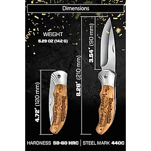 Personalized Gift for Men - Customized Pocket Knife Custom Engraved Knives Gifts Dad Husband Idea Birthday Christmas Valentine's Day Anniversary Stocking Stuffers 6651 PS