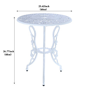Mandolin 5-Piece Cast Aluminum Patio Bistro Set Outdoor Table Set Waterproof and Sun Resistant Outdoor Furniture Set (Rose White)