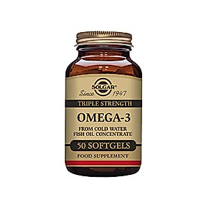 SOLGAR Triple Strength Omega 3 950 mg - 50 Softgels - Supports Joint & Skin Health - Non-GMO, Gluten Free, Dairy Free - 50 Servings