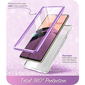 i-Blason Cosmo for Google Pixel 7 Case with Built-in Screen Protector [Support Wireless Charging] Slim Full-Body Stylish Shockproof Anti-Scratch Protective Phone Case for Pixel 7 (2022), Purple