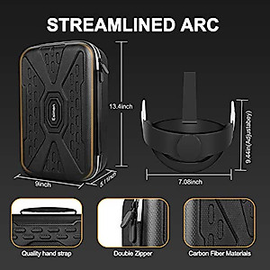 Esimen Travel Case for Oculus Quest 2 Include K5 Elite Strap, Replacment Head Strap for Meta Quesr 2 Reduced the Head Pressure,Hard EVA Storage Case Anti-falling, Shockproof, Waterproof(Black+Black)