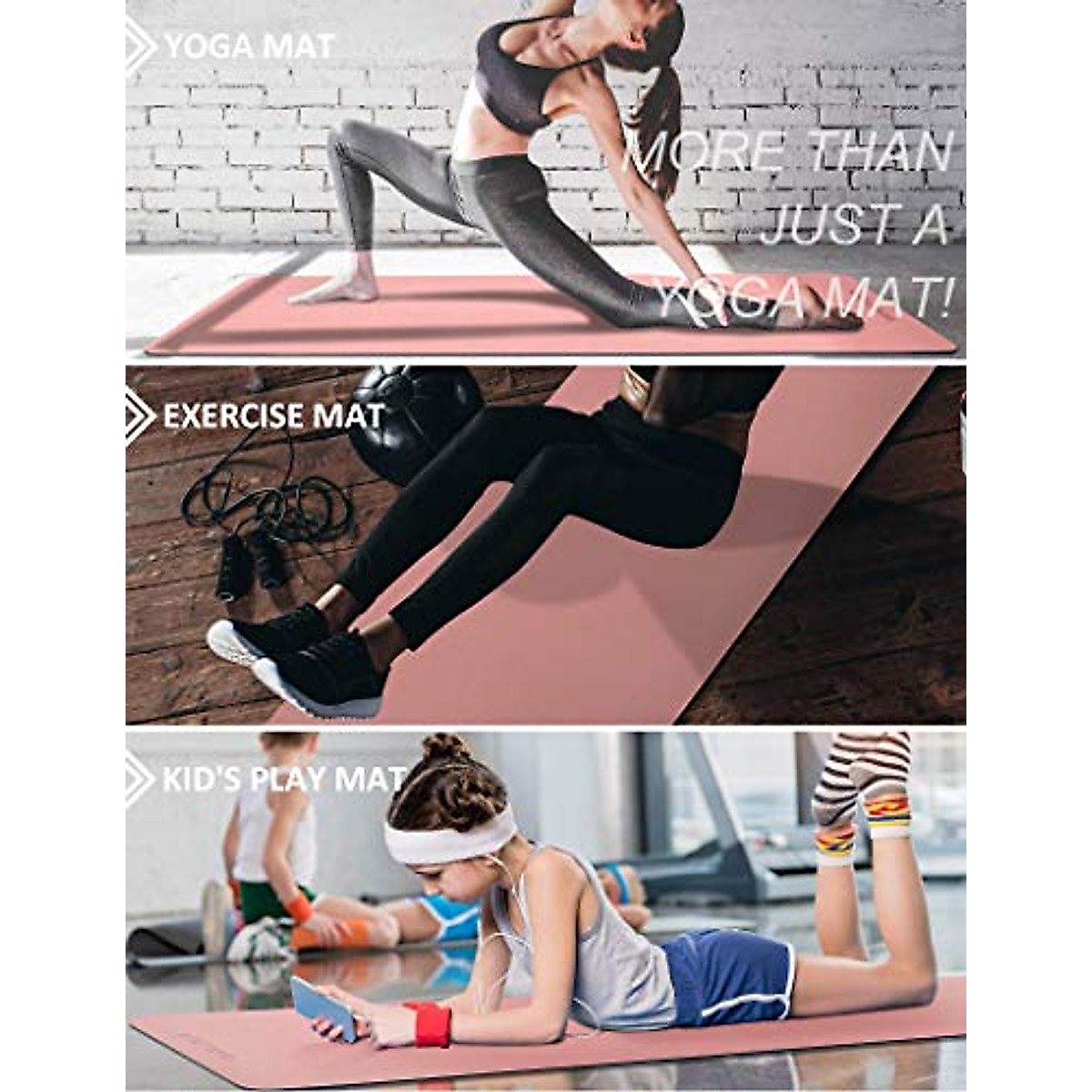 Yoga Mat with Strap, 1/3 Inch Extra Thick Double-sided Non Slip, Professional TPE Mats for Women Men, Workout Yoga, Pilates and Floor Exercises