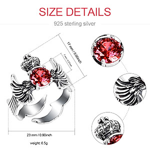 VESODA 925 Sterling Silver Adjustable Feather Ring Vintage Personality Leaf Rings Women Men (silver, 19mm)