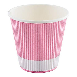 8 Ounce Disposable Coffee Cups, 500 Double Wall Hot Cups For Coffee - Lids Sold Separately, Rippled Wall, Light Pink Paper Insulated Coffee Cups, For Coffee, Tea And More-Restaurantware