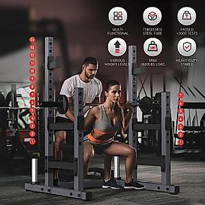 PASYOU Squat Rack for Home Gym with Max Load 1800 lbs for Bumpers and 600 lbs for J Hooks (Model:SR30)