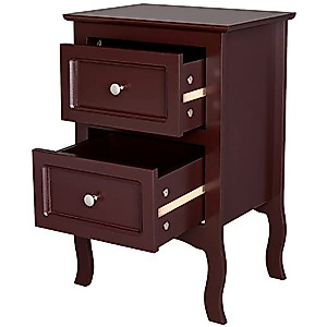 Set of 2 Rustic Farmhouse Accent End Table, Nightstand Side Tables with 2 Drawers &Open Storage Shelf, Night Stands for Bedrooms Set of 2 Bedside Tables for Bedroom Living Room Office, Sofa Side Table