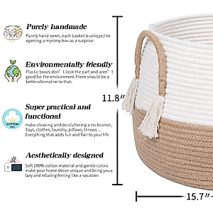 R RUNKA Large Basket for Toys-15.7"x 11.8"-Boho Baskets for Living Room,Bedroom,Nursery | Large Woven Baskets, Cube Basket, Under Shelf Basket | Decorative Baskets for Home Decor