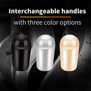 SAPHUE Guitar 3 Way Toggle Switch Position Short Straight Gold Top Gold Knobs for Gibon Epiphone Les Paul Electric Guitar Parts Pickup Selector kit with Plate Rhythm Treble Washer Ring Gold/Black