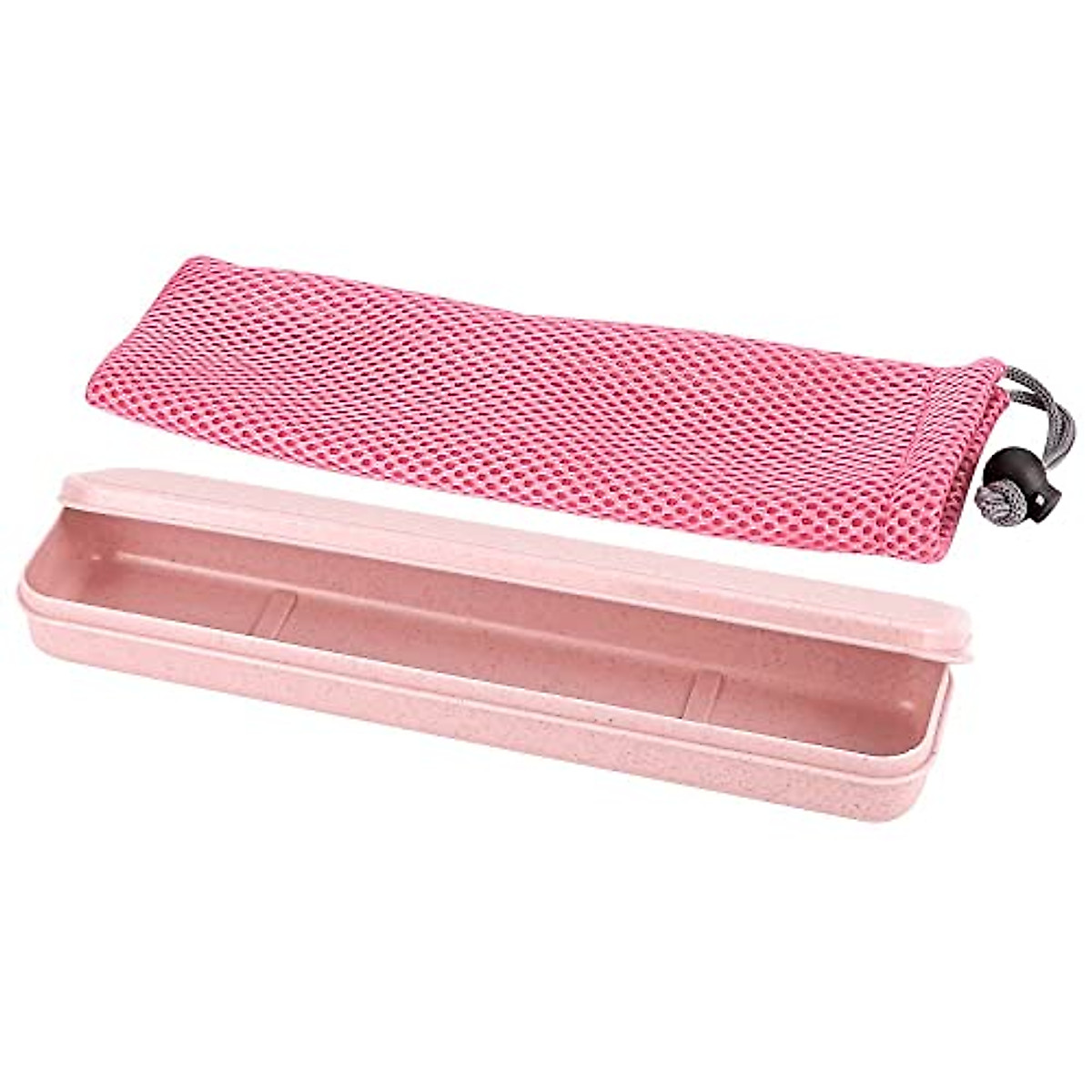 H H&J HUAJIAN Portable Simple Tableware Storage Box and Storage Bag for Knives, Forks, Spoons, Chopsticks, Straws Storage for Travel, Picnic, Camping, Office, School, Bento Box. (pink)