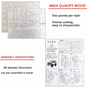 3D Wooden Puzzle - 6 Piece Set Wooden Car Brain Teaser Puzzle - DIY Assembly Car Building Model Kits - Wood STEM Toys Gifts for Kids and Adults Teens Boys Girls