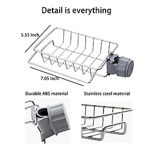 Enhydra 3 in 1 Sponge Holder for Kitchen Sink, Sink Area Saving Faucet Rack Stainless Steel Sink Caddy, Dish Rag Hanging