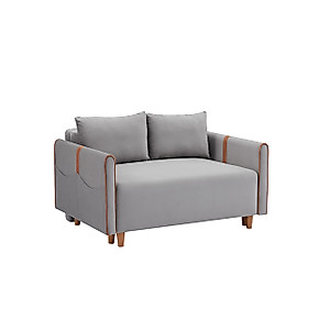 FocusOnHome Sleeper Sofa Bed - Pull Out Couch Bed with Storage, Convertible Chaise Lounge Pull Out Bed for Living Room, Bedroom, Small Space, Gray Velvet Couch