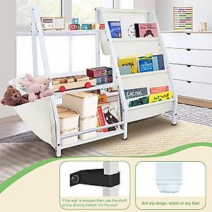 Kids Bookshelf and Toy Organizer, 3 Tier Book Shelf for Kids Rooms with Anti-Tip Straps and Non-Slip Feet, Eco-Safe Kids Bookcase for Playroom, Bedroom, Living Room, Nursery, School 29.5'' H (White)