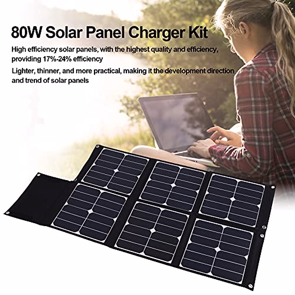 80W Solar Panel, Weather Resistance 18V DC Output Solar Panel Charger Kit Portable Charge Faster for Sunny Conditions
